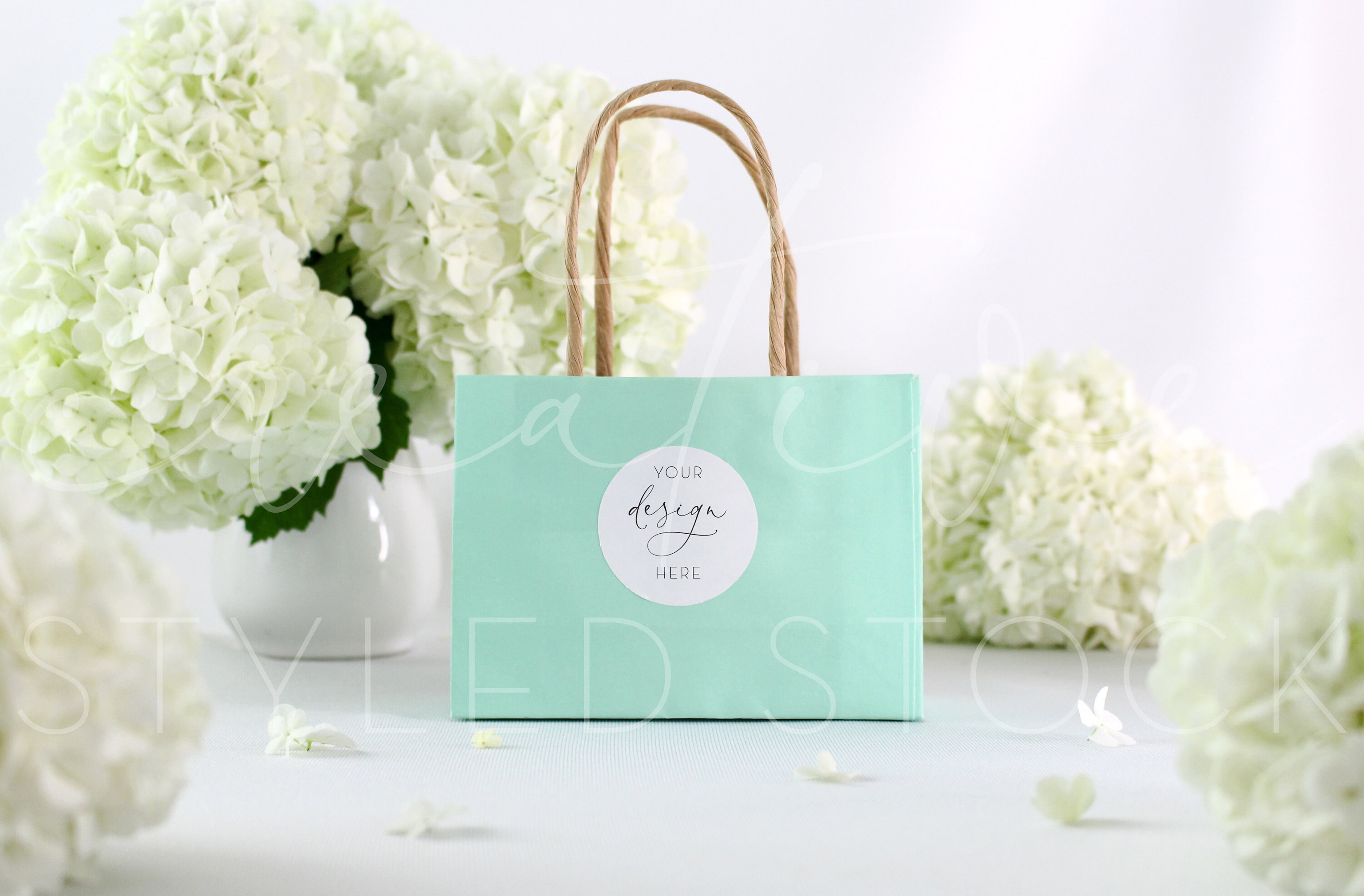 Favor Sticker Mockup Round Sticker Viburnum Round Tags Favor Bag Mock ...