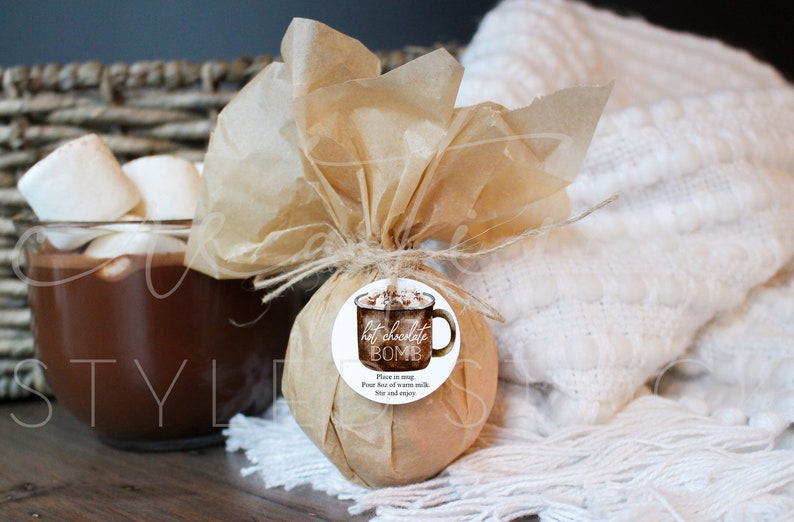 Hot Chocolate Favor Tag Mockup Round Tag Round Tags - Etsy