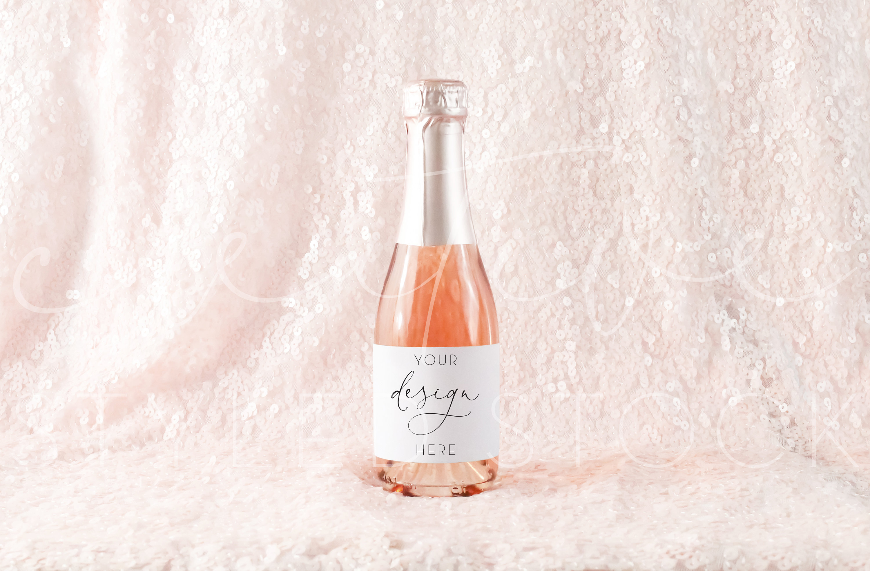 Mini Champagne Bottle Mock up Styled Stock Photography Pink Champagne ...