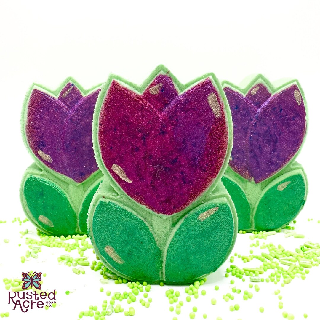 Tulip Bath Bomb | Handmade Spring Floral Bath Bomb, Hand Painted With ...