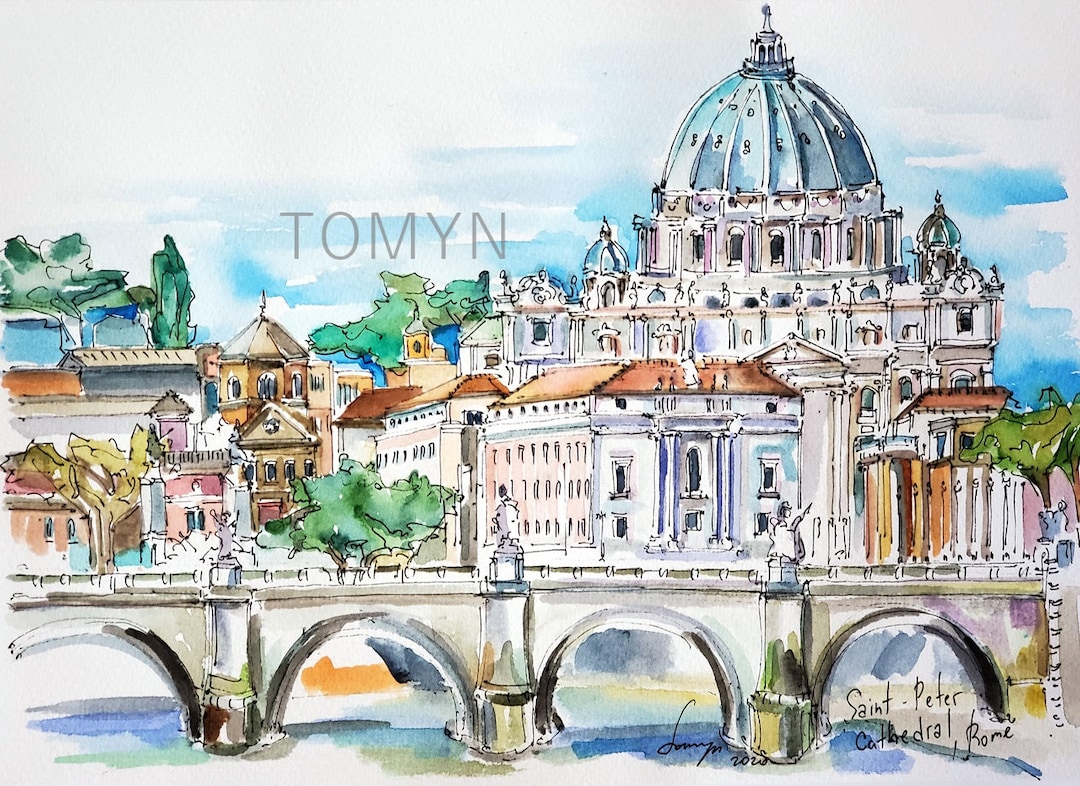 SAINT PETER BASILICA Print. Vatican. Italy Art Print. Italian Wall Art ...