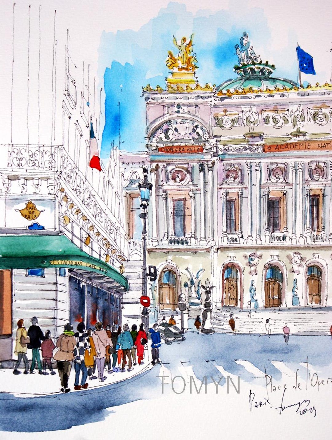 PLACE De L'OPERA Art Print. the Palais Garnier Opera House. Paris Opera ...