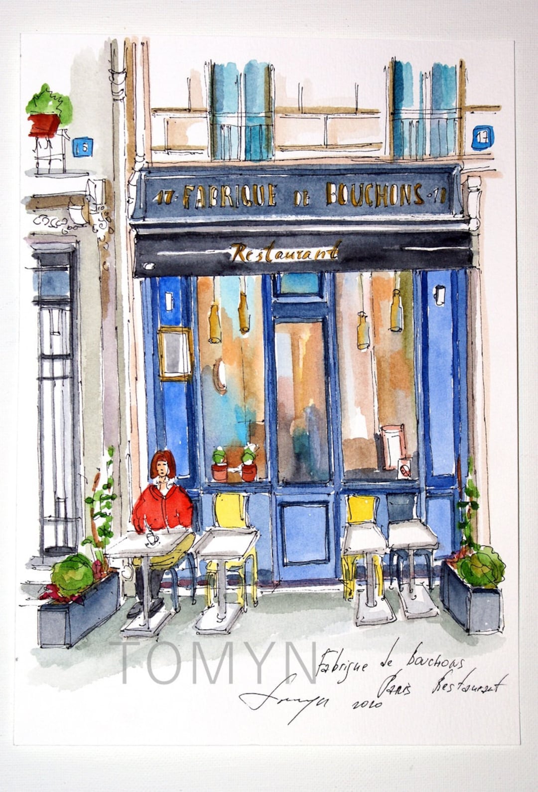 Fabrique De Bouchons. Paris Restaurant Painting. Paris Original Art ...