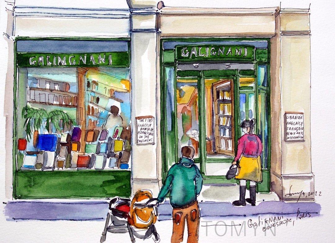 GALINGNANI BOOKSTORES. Paris Original Art. Librairie Galignani ...