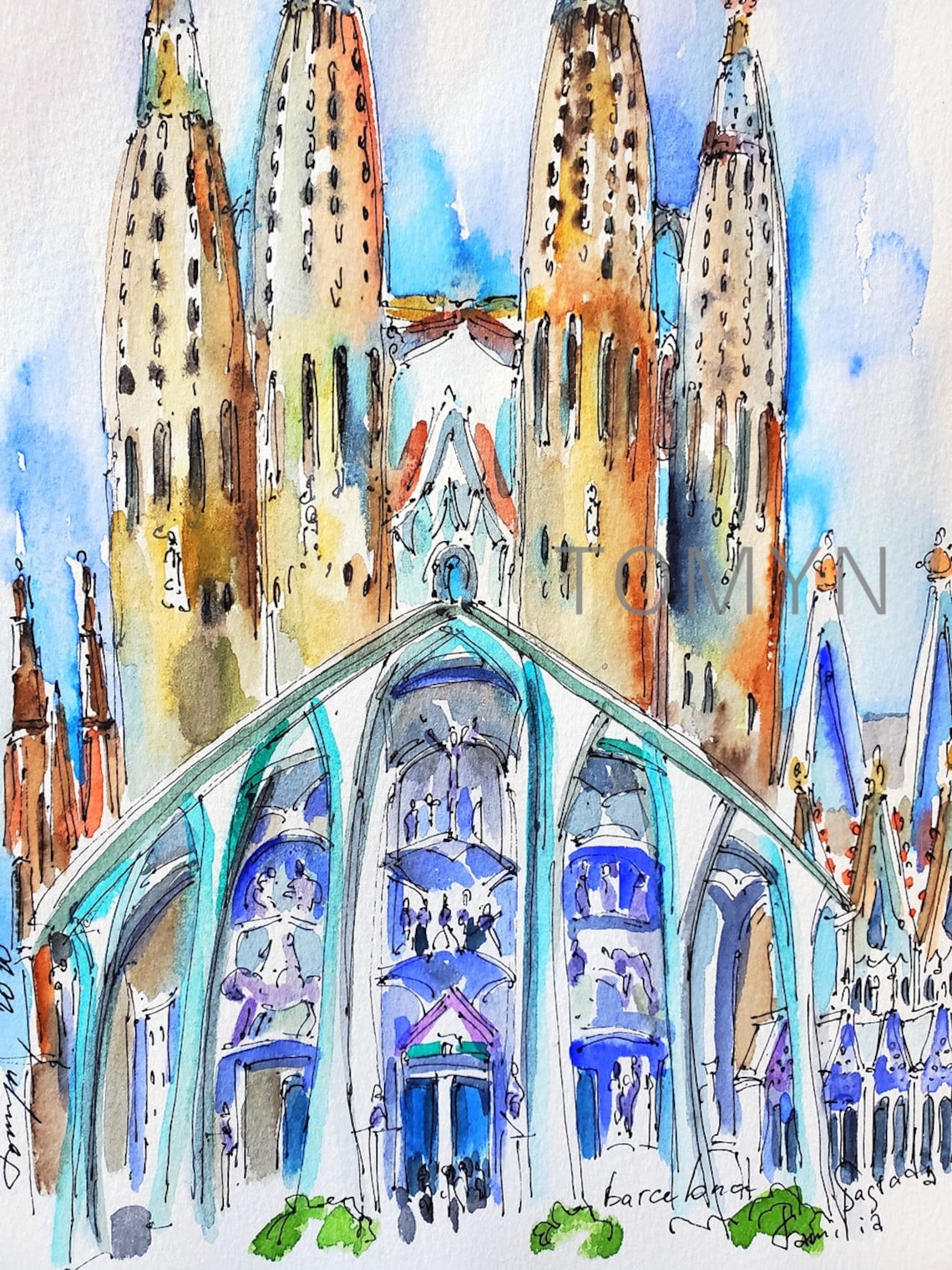 La SAGRADA FAMILIA Church Art Print. BARCELONA Spain. Wall - Etsy