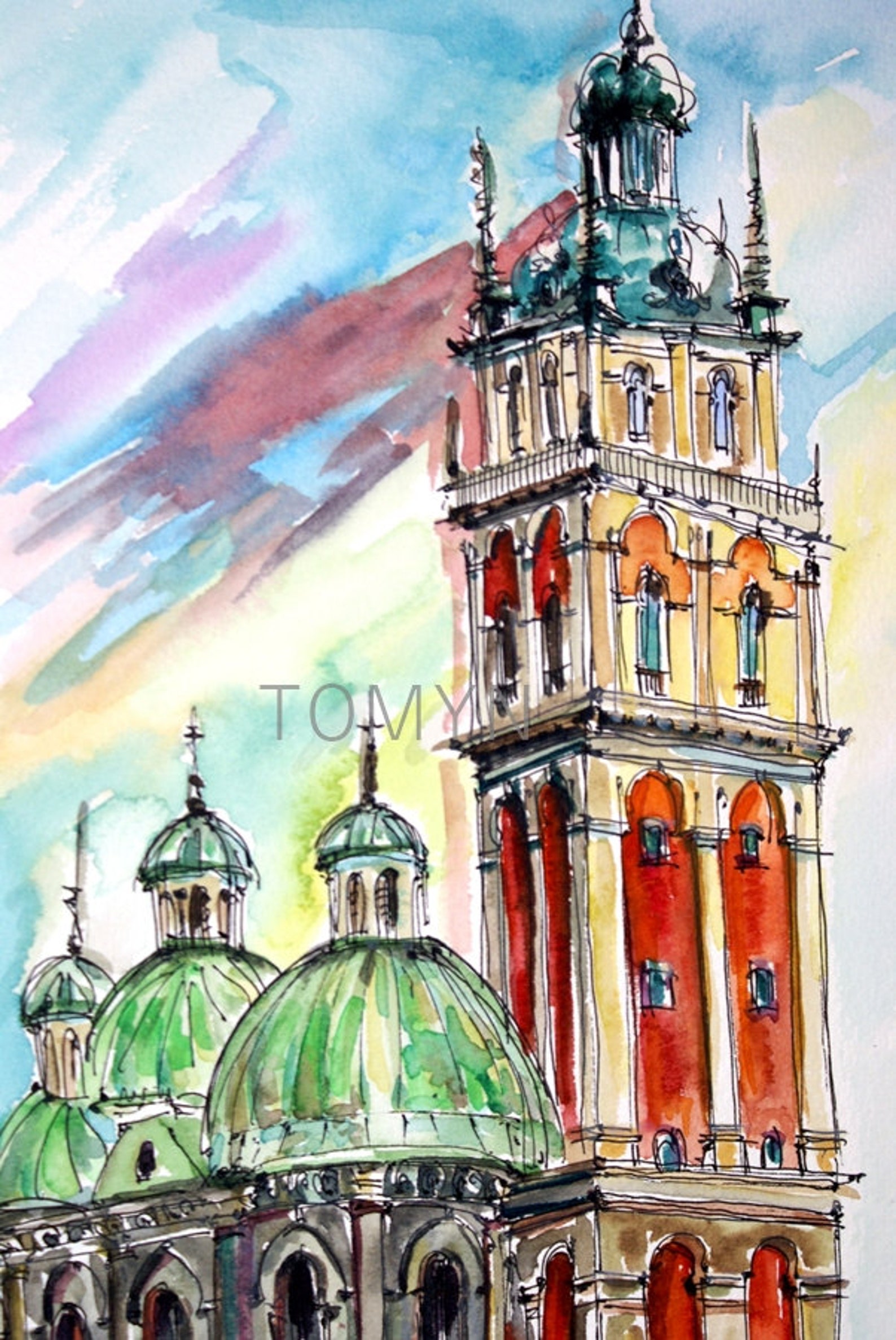 UKRAINE WALL ART. Lviv City. Lviv Fine Art. Original Watercolor ...
