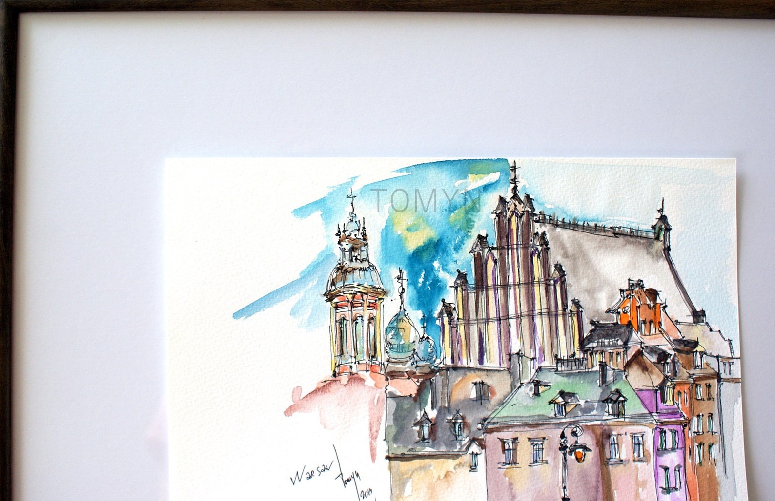 WARSAW ORIGINAL WATERCOLOR. Poland Wall Art. Warsaw Old Town ...