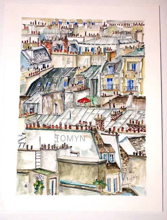 PARIS ROOFTOPS VIEWS. Paris Chimney Wall Art. Paris Original - Etsy