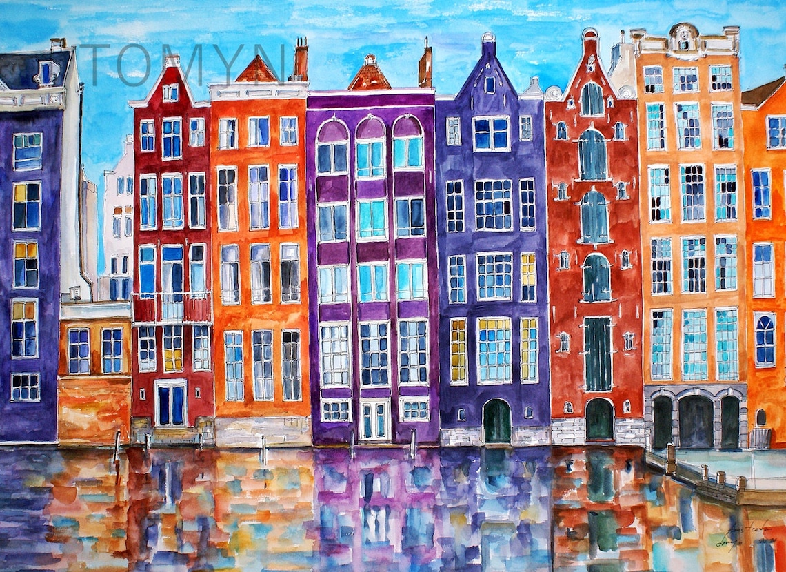NEW Amsterdam Colorful Buildings Art. Amsterdam Houses - Etsy