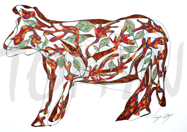 Cows Four Seasons. 4 Original Art Print. Winter Spring - Etsy