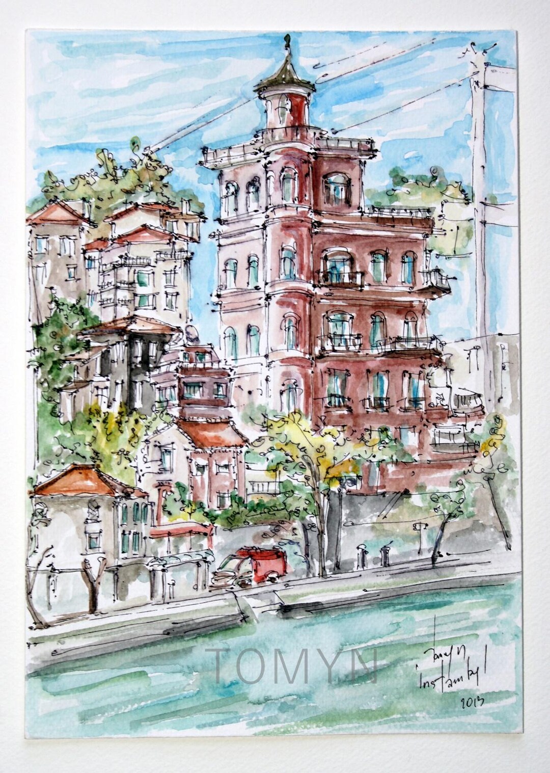 INSTANBUL Art Print . View From the BOSPHORUS. Turkey Architecture Wall ...