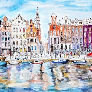 Amsterdam Art Print. Netherlands Wall Art. Traditional Dutch Buildings ...