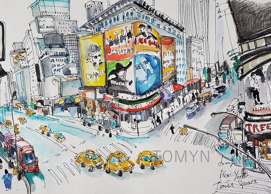 New! TIMES Square. New York City Art. Manhattan Watercolor Art. NY ...
