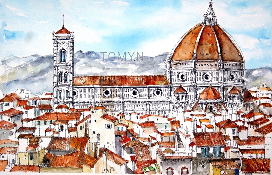 Cattedrale Santa Maria Del Fiore. FLORENCE. Italian Tower Cathedral ...