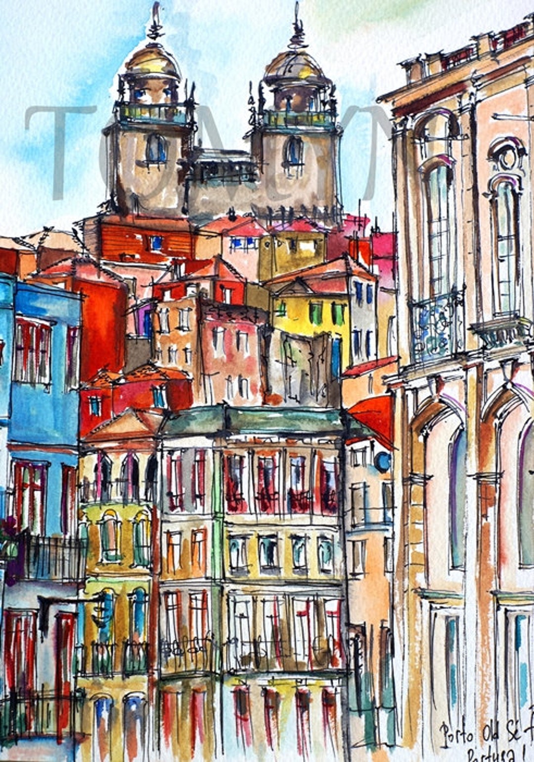 PORTO WATERCOLOR PRINT. Portugal Wall Art. Porto Architectural Print ...