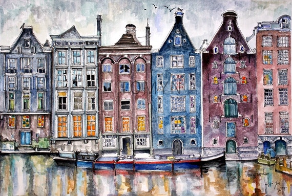 OLD AMSTERDAM Art PRINT. Dutch Houses Wall Art. Amsterdam City - Etsy UK