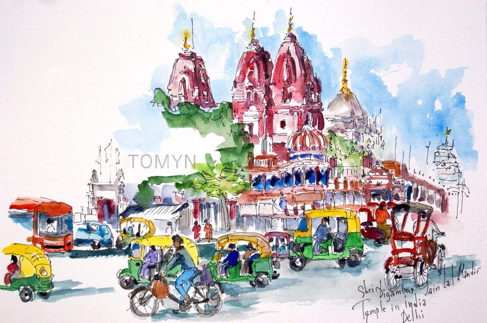 INDIA Print. DELHI Wall Art. Shri Digambar Jain Lal Mandir. Temple ...