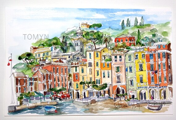 Art & Collectibles Painting Wall art Italian Riviera original oil ...