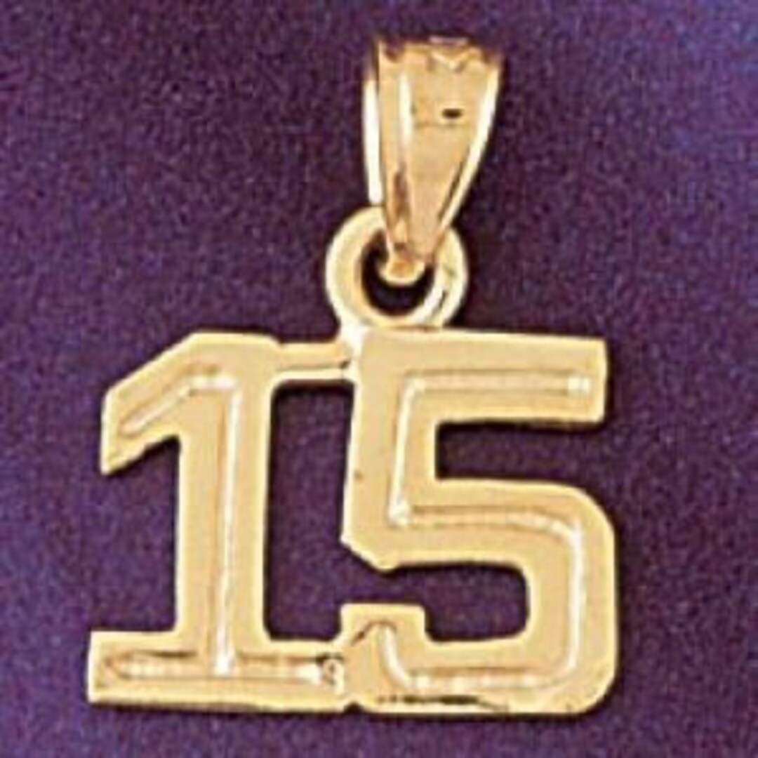 Number 15 Charm Pendant 14k Gold - Etsy