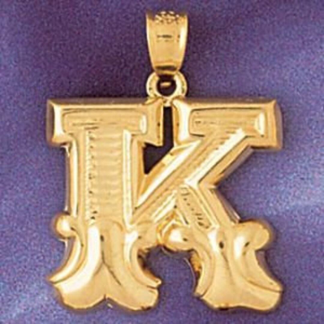 Initial K Charm Pendant 14k Gold - Etsy