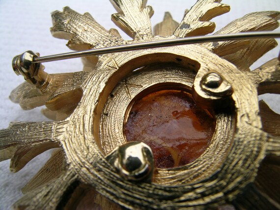 Large elegant unusual vintage 1960s gold tone spiky … - Gem