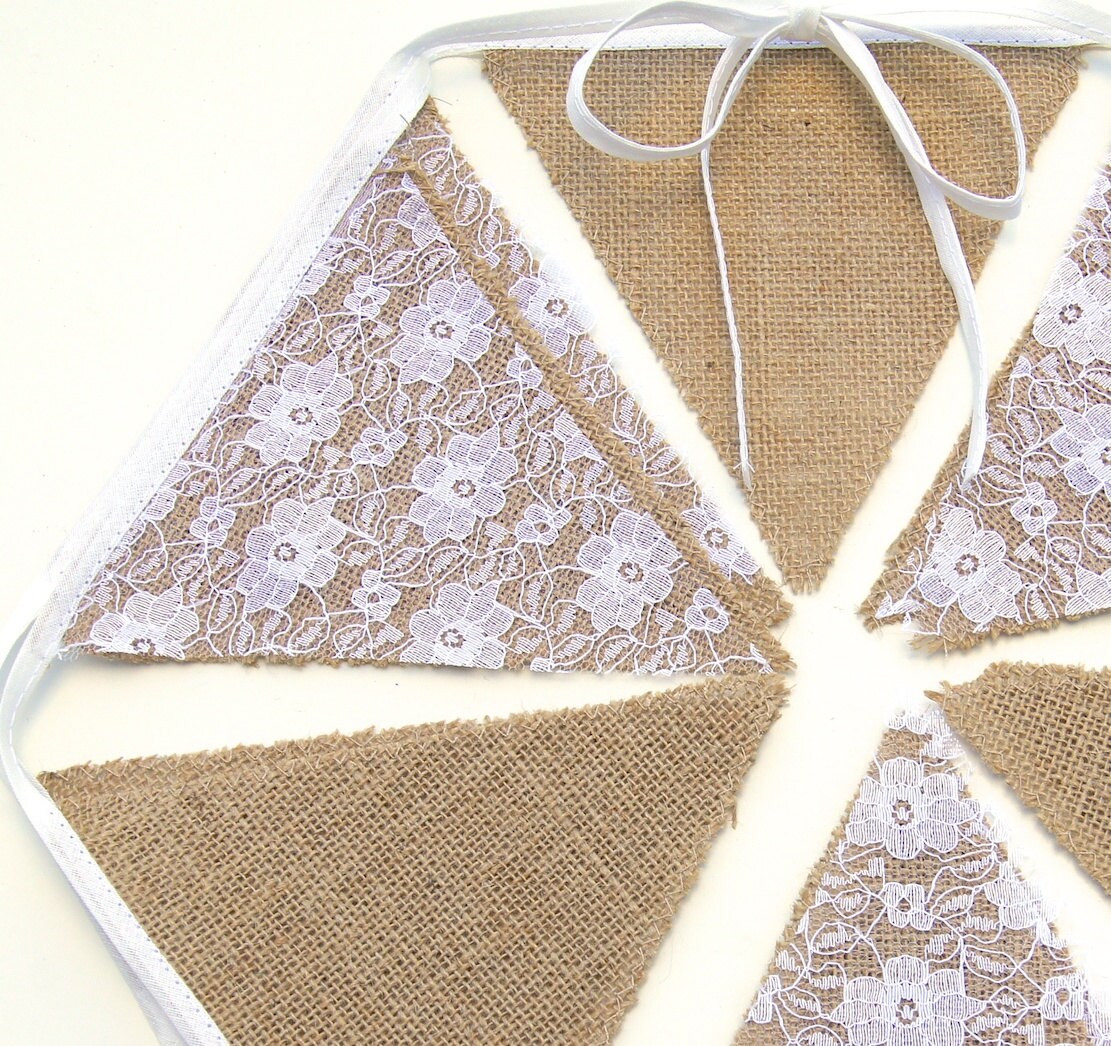Rustic Bunting Banner, Burlap Lace Banner, Bridal Shower, Baby Shower ...