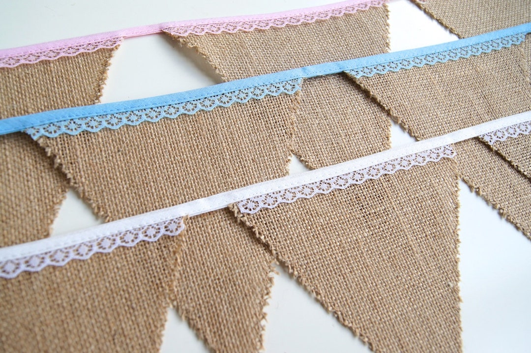Rustic Bunting Banner, Burlap Lace Banner, Bridal Shower, Baby Shower ...