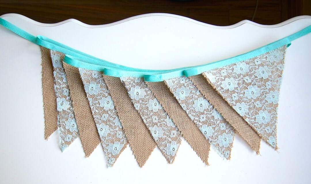 Rustic Bunting Banner, Burlap Lace Banner, Bridal Shower, Baby Shower ...