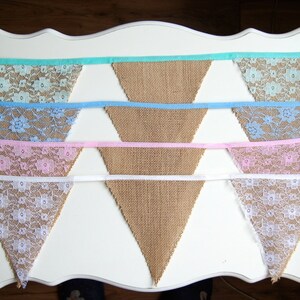 Rustic Bunting Banner, Burlap Lace Banner, Bridal Shower, Baby Shower ...