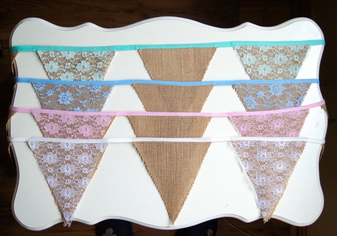 Rustic Bunting Banner, Burlap Lace Banner, Bridal Shower, Baby Shower ...