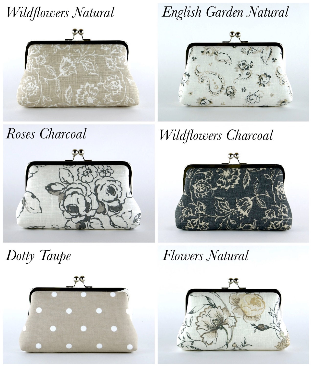 Bridesmaid Clutch Wildflowers in Natural Clutch Silk Lining - Etsy