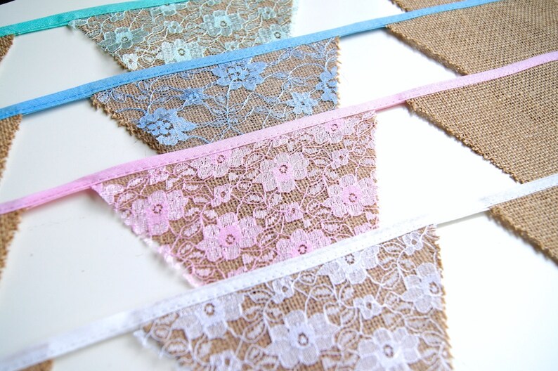 Rustic Bunting Banner, Burlap Lace Banner, Bridal Shower, Baby Shower ...