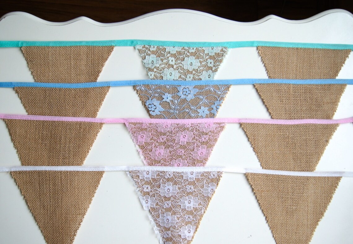 Rustic Bunting Banner Burlap Lace Banner Bridal Shower Baby - Etsy