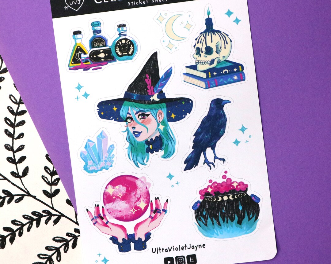 Celestial Witch Sticker Sheet Halloween Stickers Witchy - Etsy