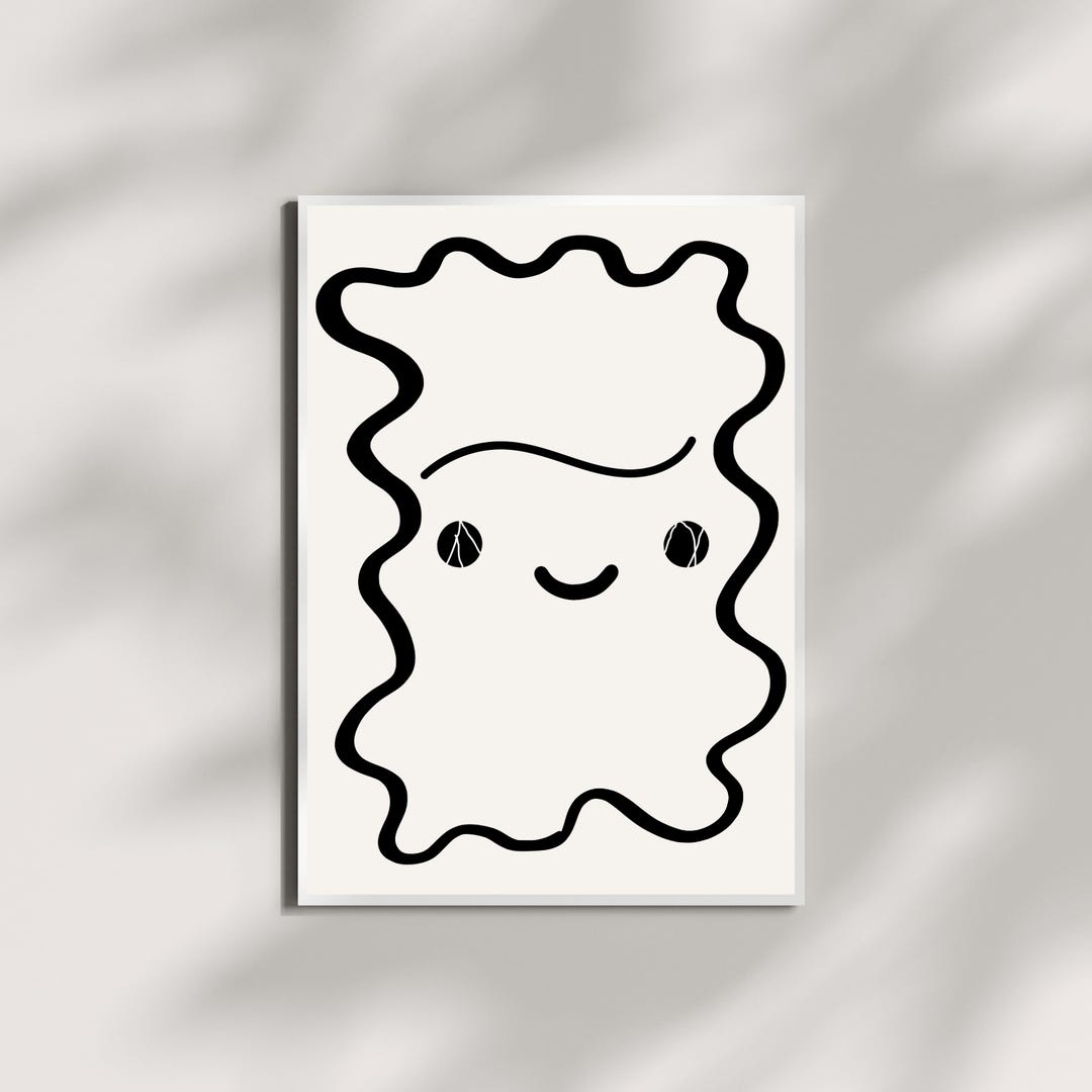 Minimalist Smiley Face Art Print | Quirky Home Decor (digital Download ...