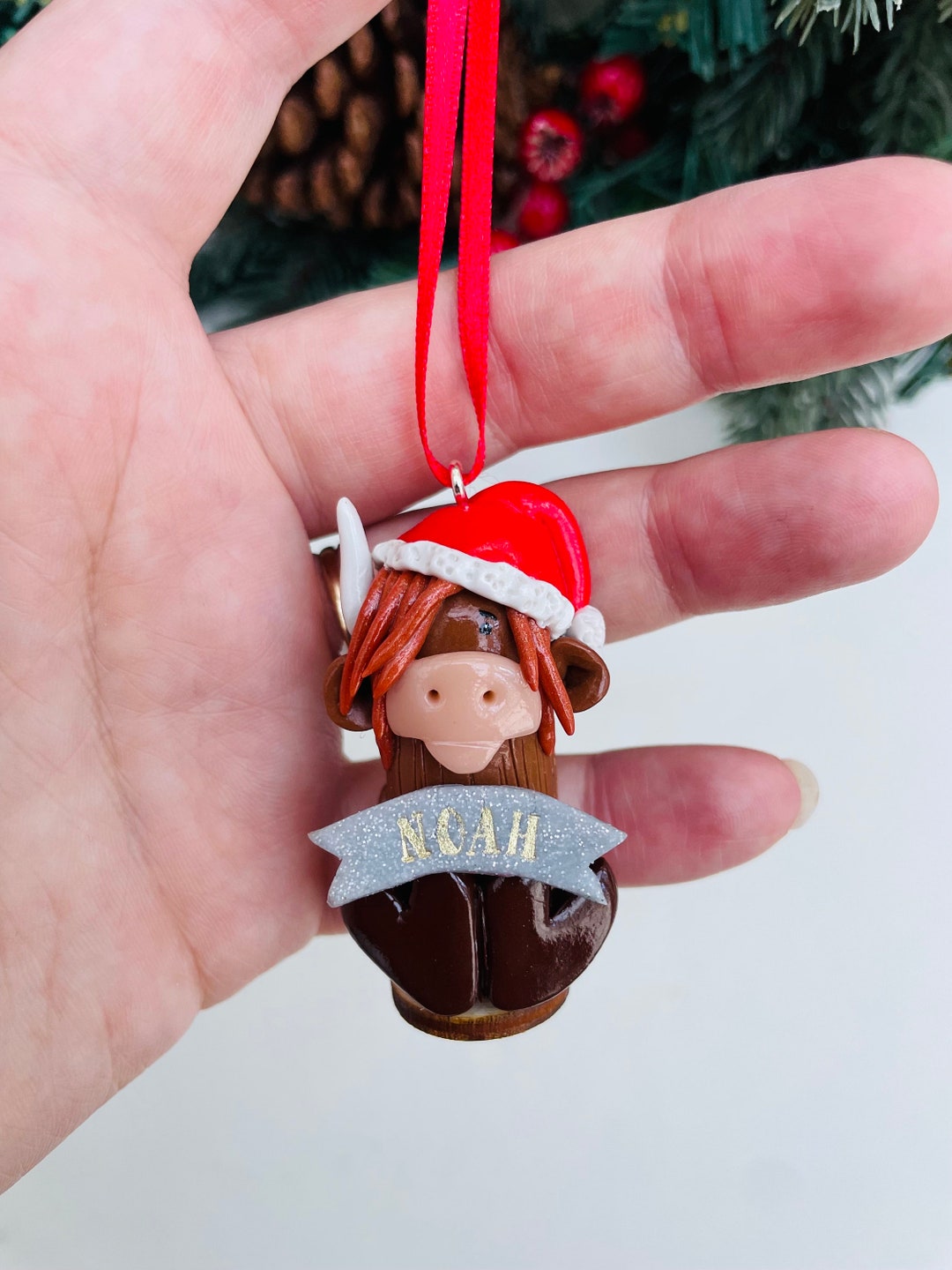 Personalised Highland Cow Christmas Decoration, Highland Cow Christmas ...