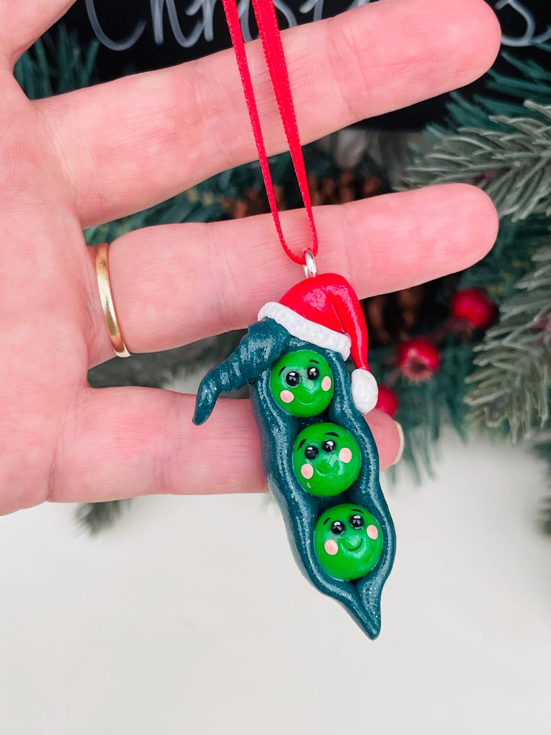 Handmade Polymer Clay Pea Christmas Tree Decoration - Etsy UK
