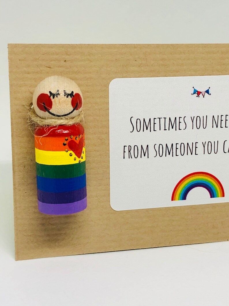 Send A Hug Hand Painted Peg Doll Self Isolation Gift Rainbow - Etsy