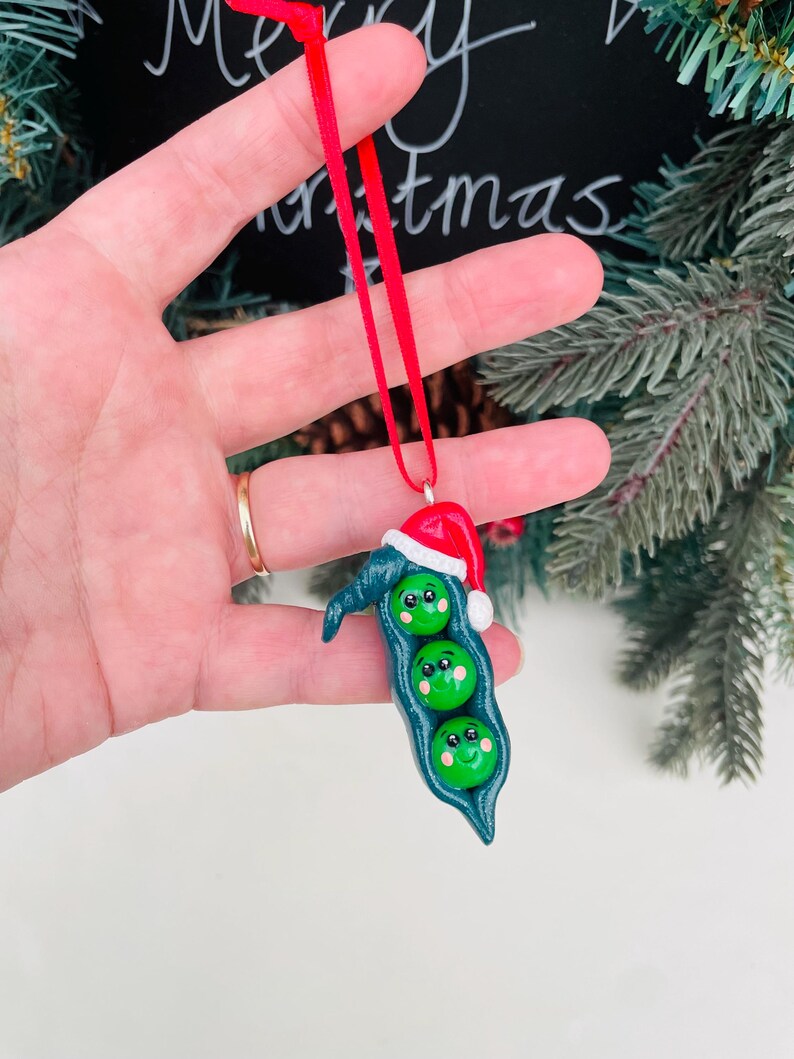 Handmade Polymer Clay Pea Christmas Tree Decoration - Etsy UK