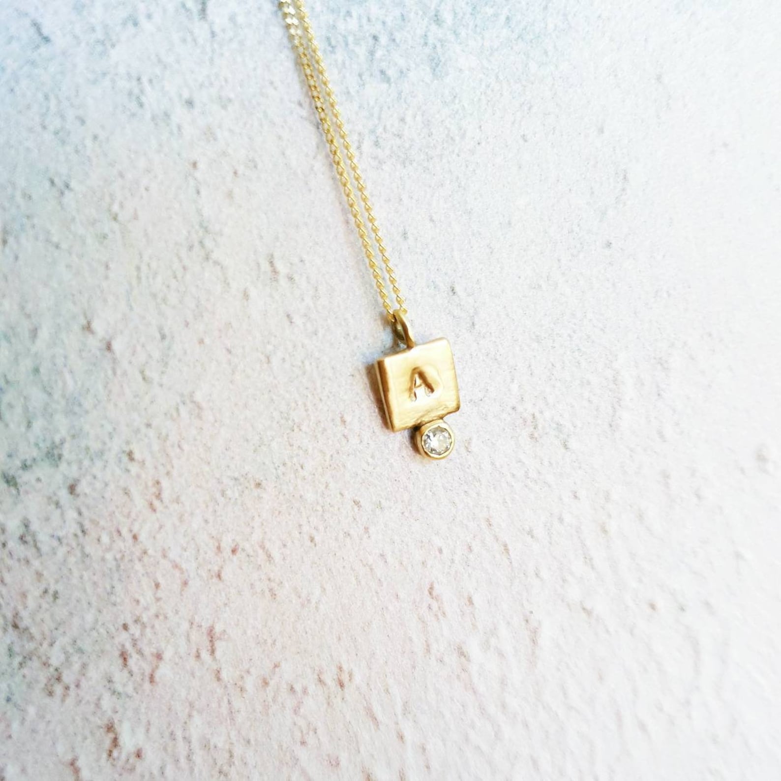 Diamond Initial Necklace, Personalised Diamond Necklace, 9ct Gold ...
