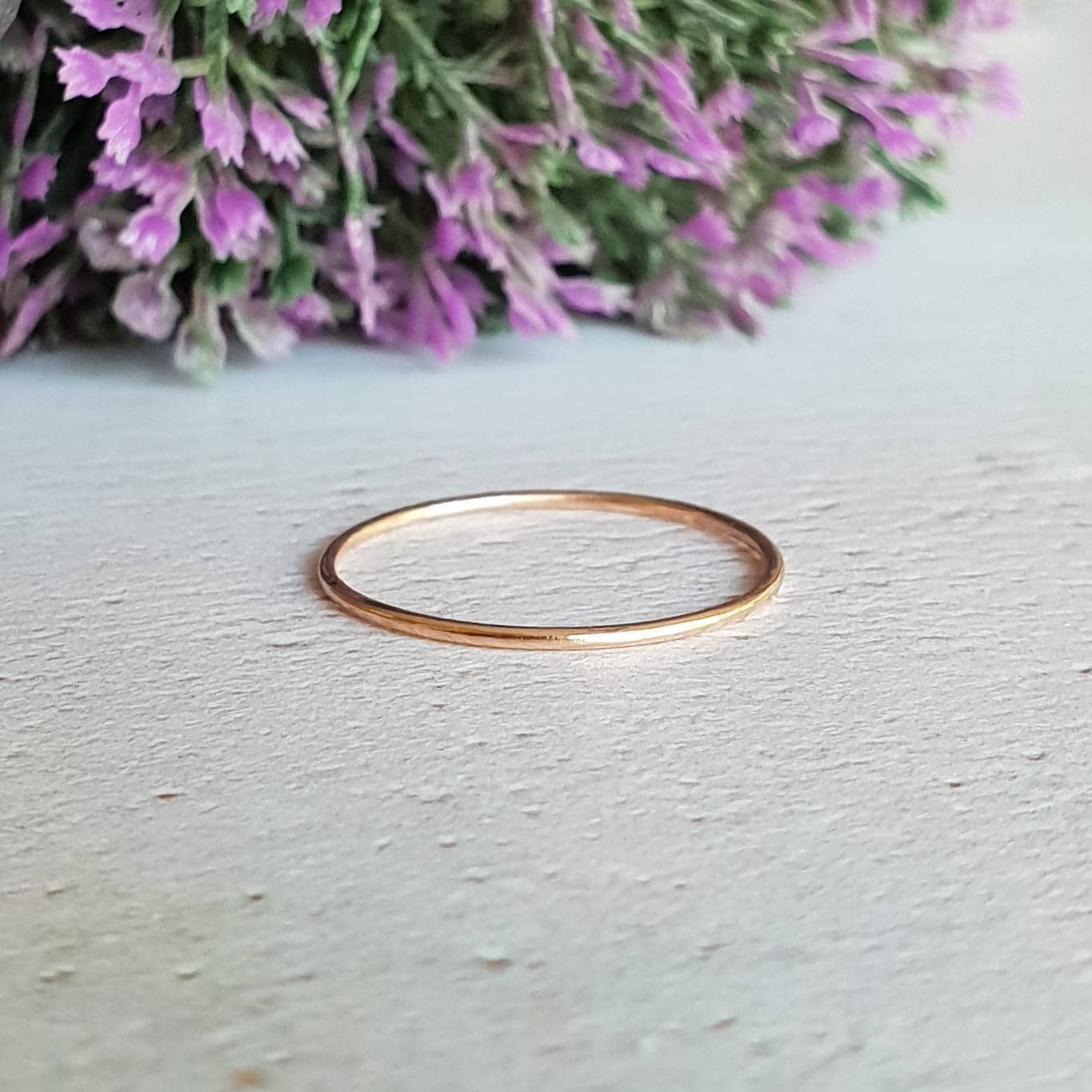 Solid Rose Gold Ring, Dainty Rose Gold Ring, Minimal Wedding Band ...