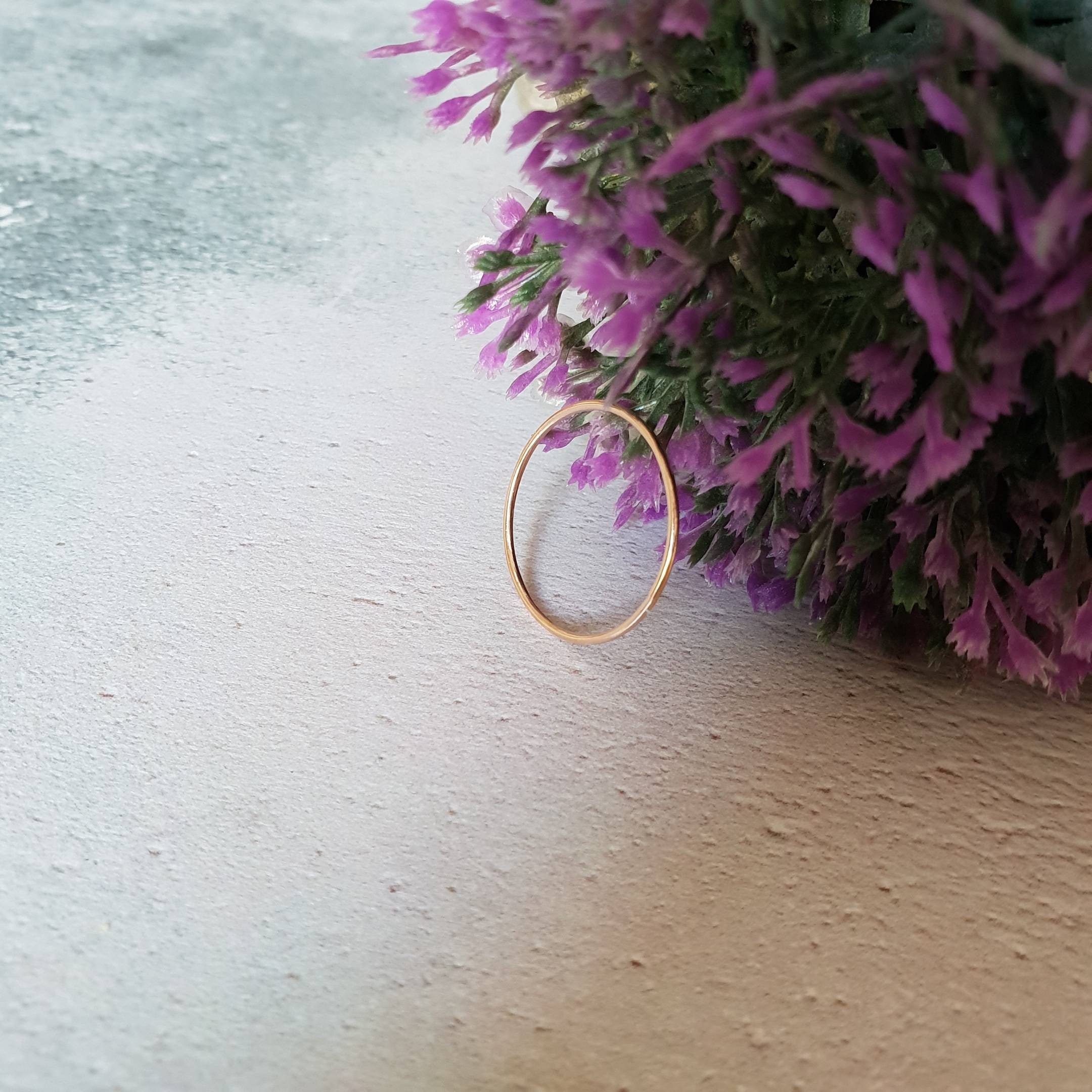 Solid Rose Gold Ring, Dainty Rose Gold Ring, Minimal Wedding Band ...