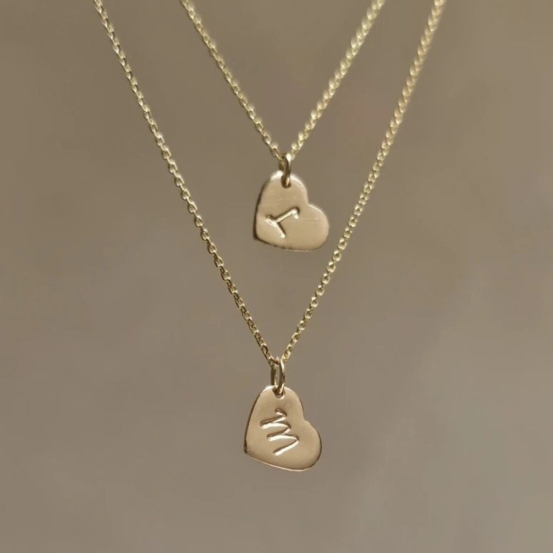9ct Gold Heart Initial Necklace, Personalised Heart Necklace - Etsy