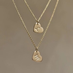 9ct Gold Heart Initial Necklace, Personalised Heart Necklace - Etsy