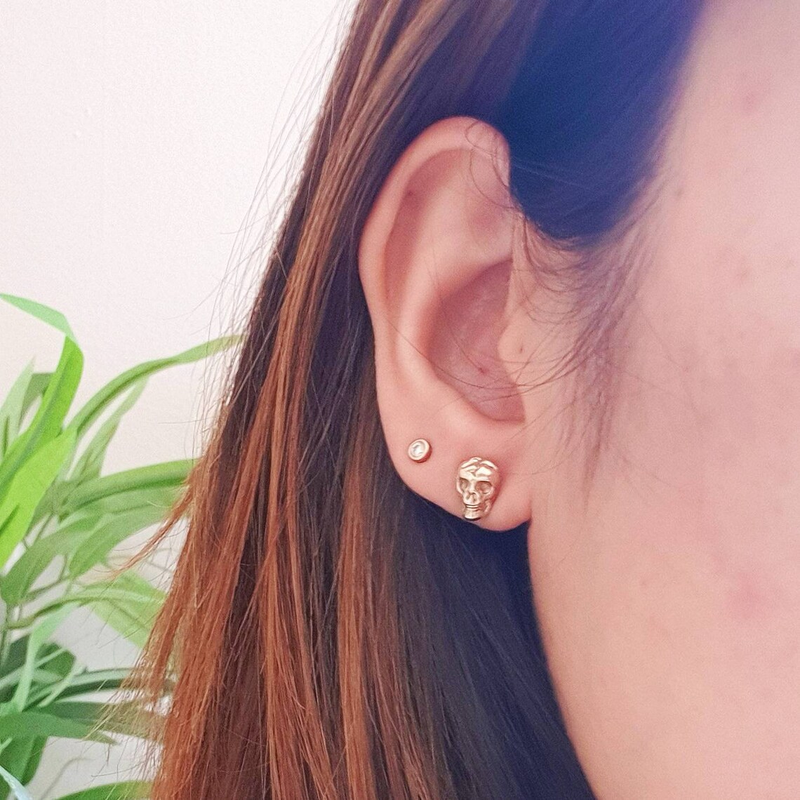 Gold Skull Stud Earrings Dainty Skull Studs 9ct Gold Unique - Etsy