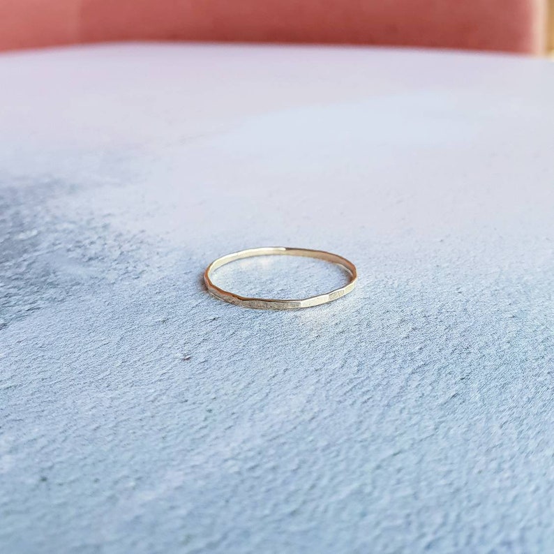 Recycled 9ct Gold Skinny Stacking Ring - 1mm Thin Gold Ring ...