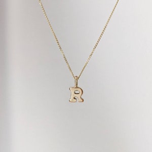 9ct Gold Mini Initial Necklace, Solid Gold Alphabet Necklace, Dainty ...