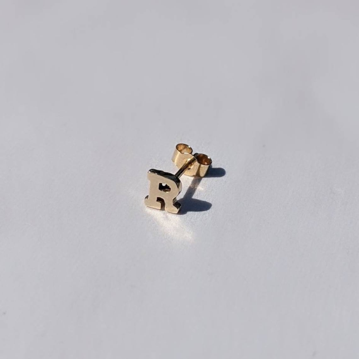 9ct Gold Initial Studs, Gold Initial Earrings, Solid Gold Personalised ...