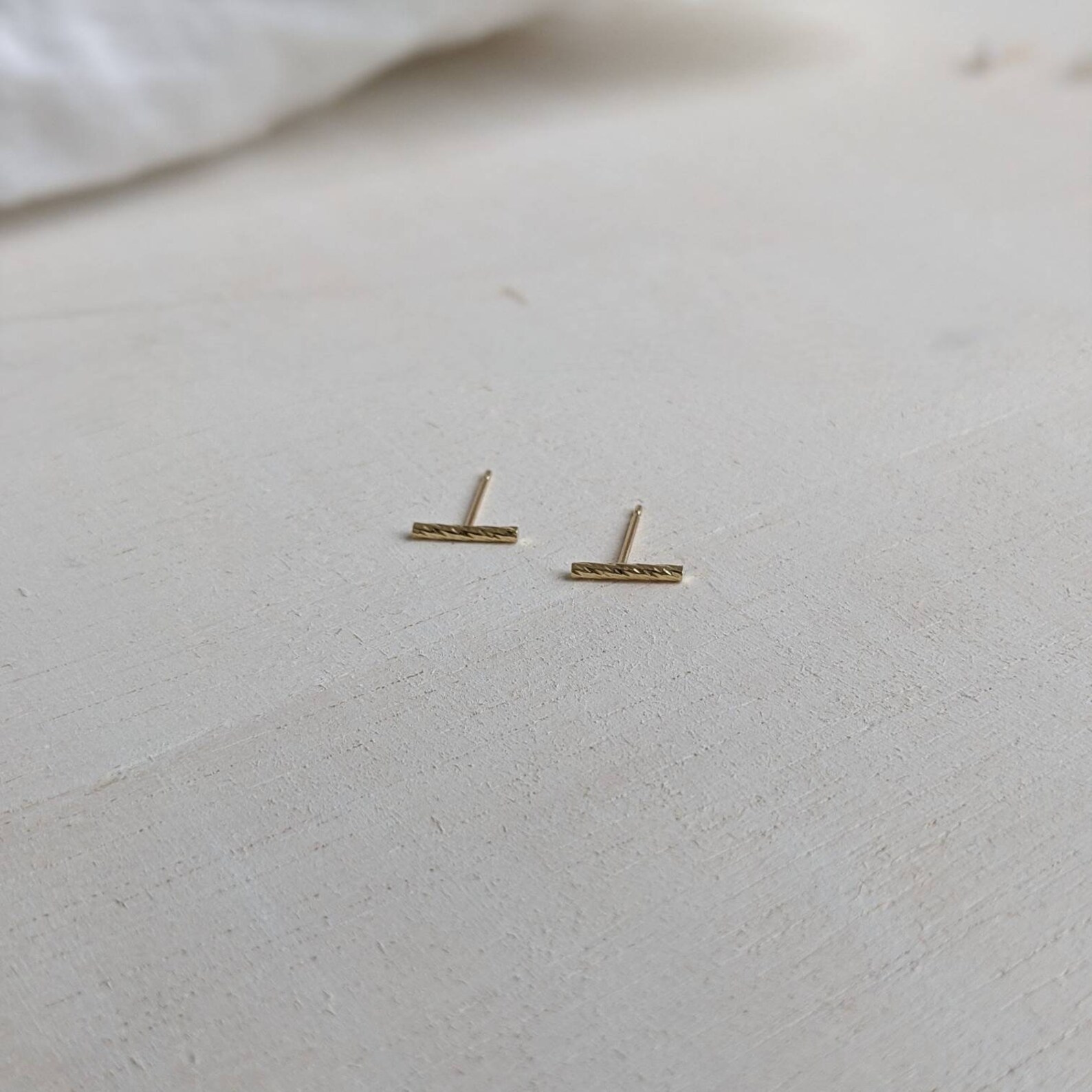 9ct Gold Bar Studs, Solid Gold Line Studs, Minimalist Gold Studs ...