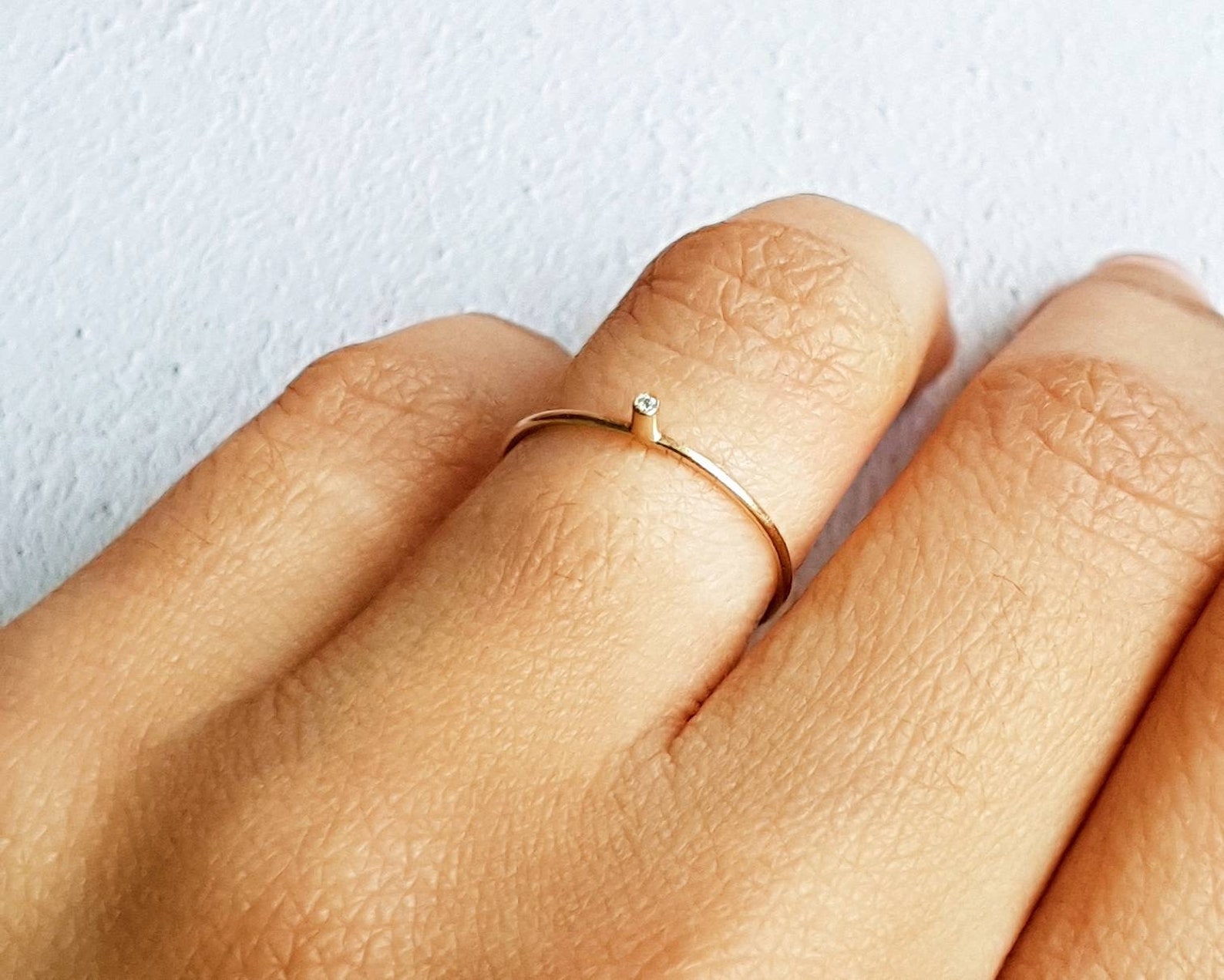 Tiny Diamond Ring Diamond Stacking Ring Gold Diamond Ring - Etsy UK